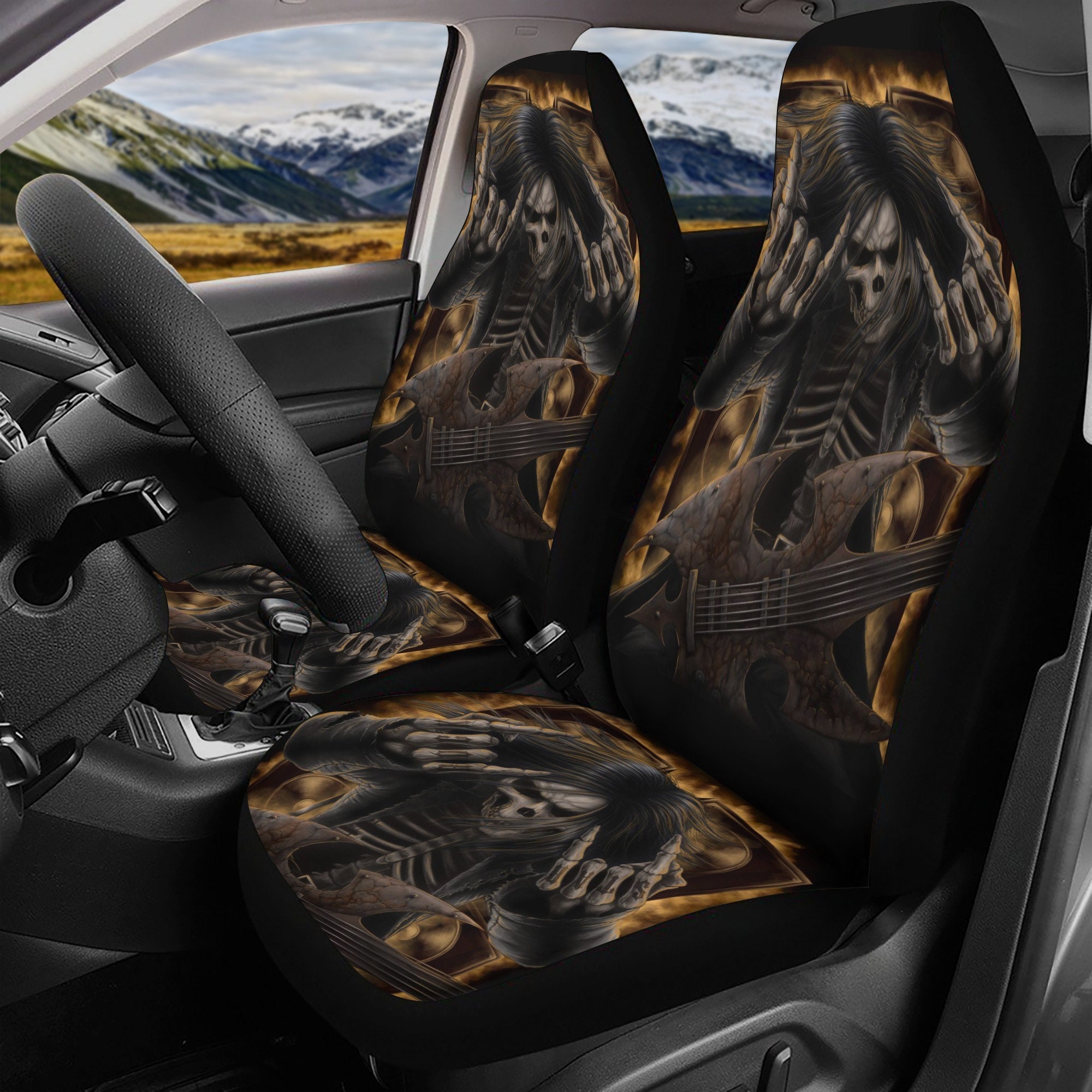 Horror Grim Reaper Skull Car Seat Cover Car Mat, Halloween Death Car ...