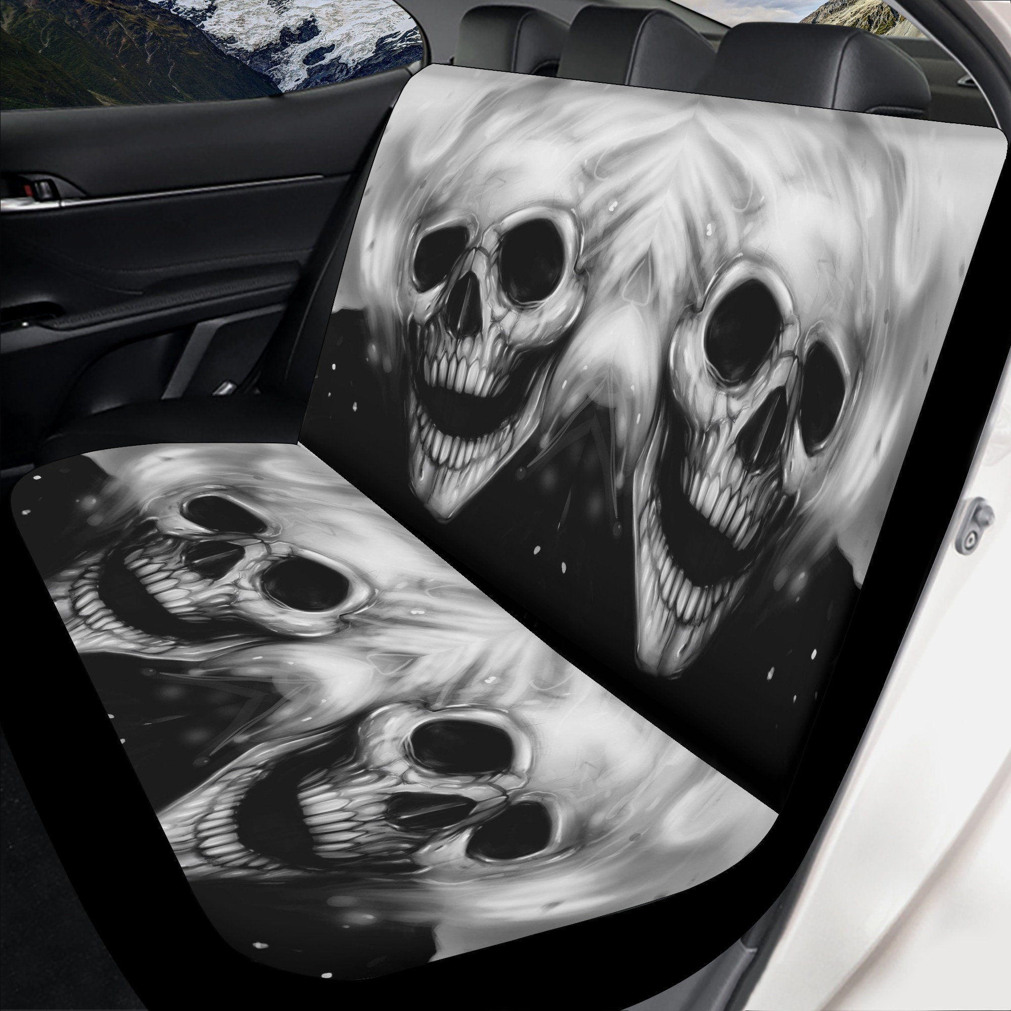 Gothic Skull Seat Cover for Car, Skull Rug for Car, Skeleton Skull Car ...