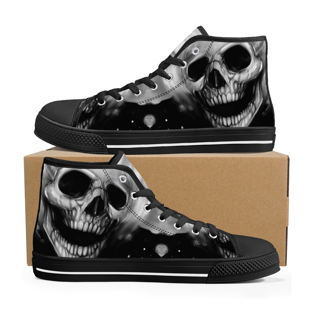 Skull Women Shoes, Biker Skull Shoes for Him, Goth Men Shoes, Evil ...