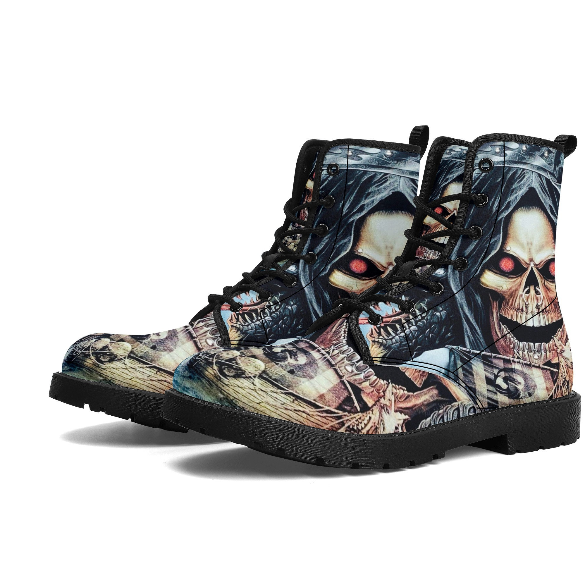Gothic Skull Boots for Men Women, Death Punisher Skull Gothic Women ...