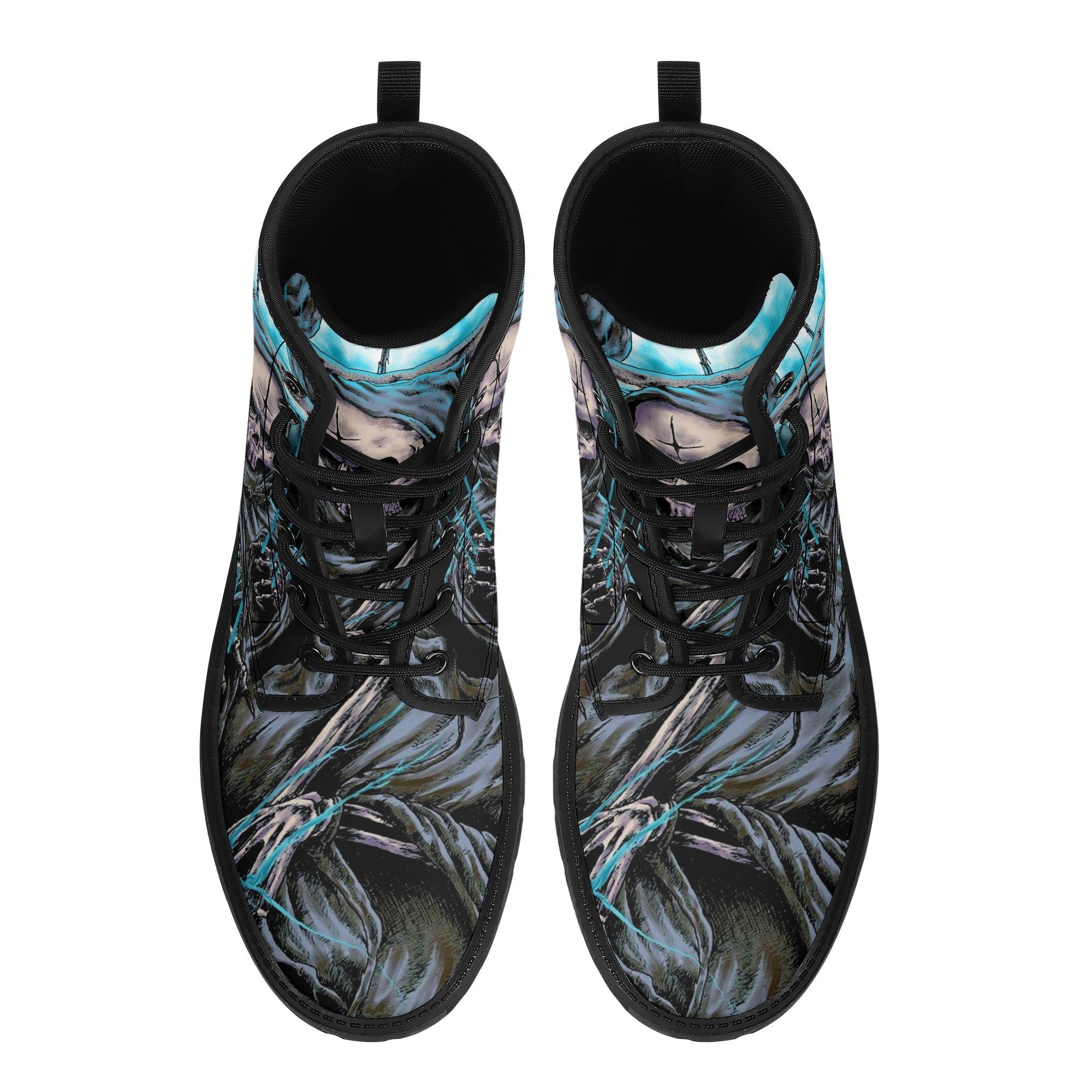 Horror Reaper Skull Boots Streetwear Shoes, Gothic Punisher Skull Boots ...