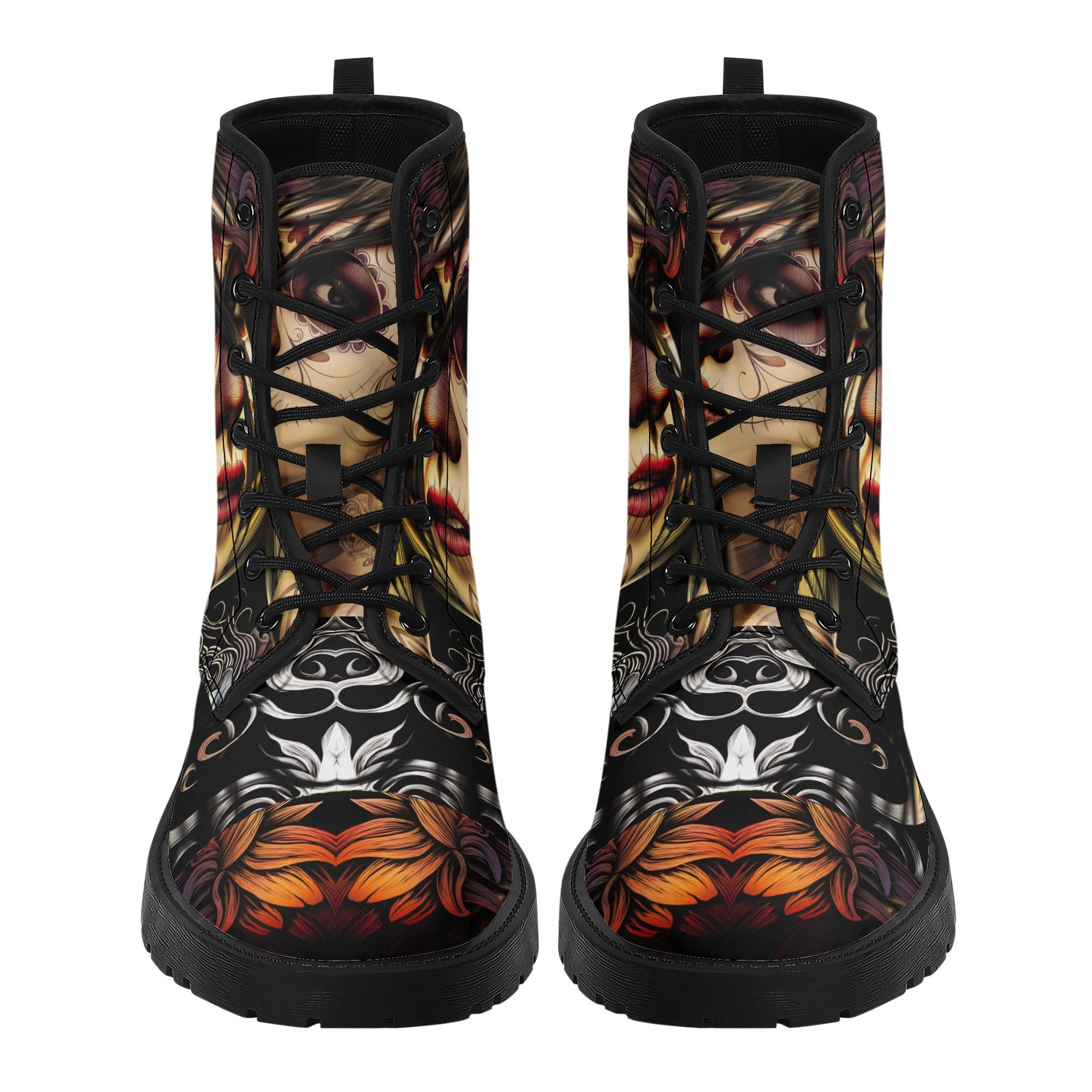 Day of the Dead Girl Leather Boots Candy Skull Girl Boots Men Women Dia ...