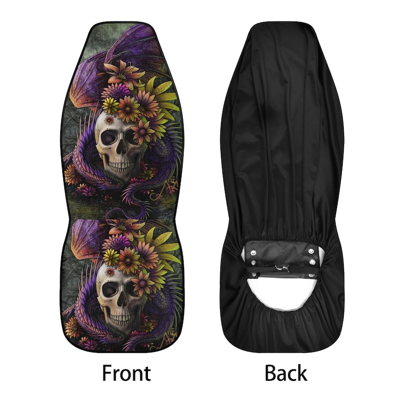 Dragon Skull Seat Cover for Car, Skull Rug for Car, Skeleton Skull Car ...