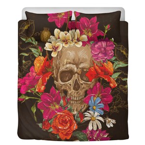 Spooky Halloween Bed Cover, Hooded Skull Bedding Set King Queen, Evil ...