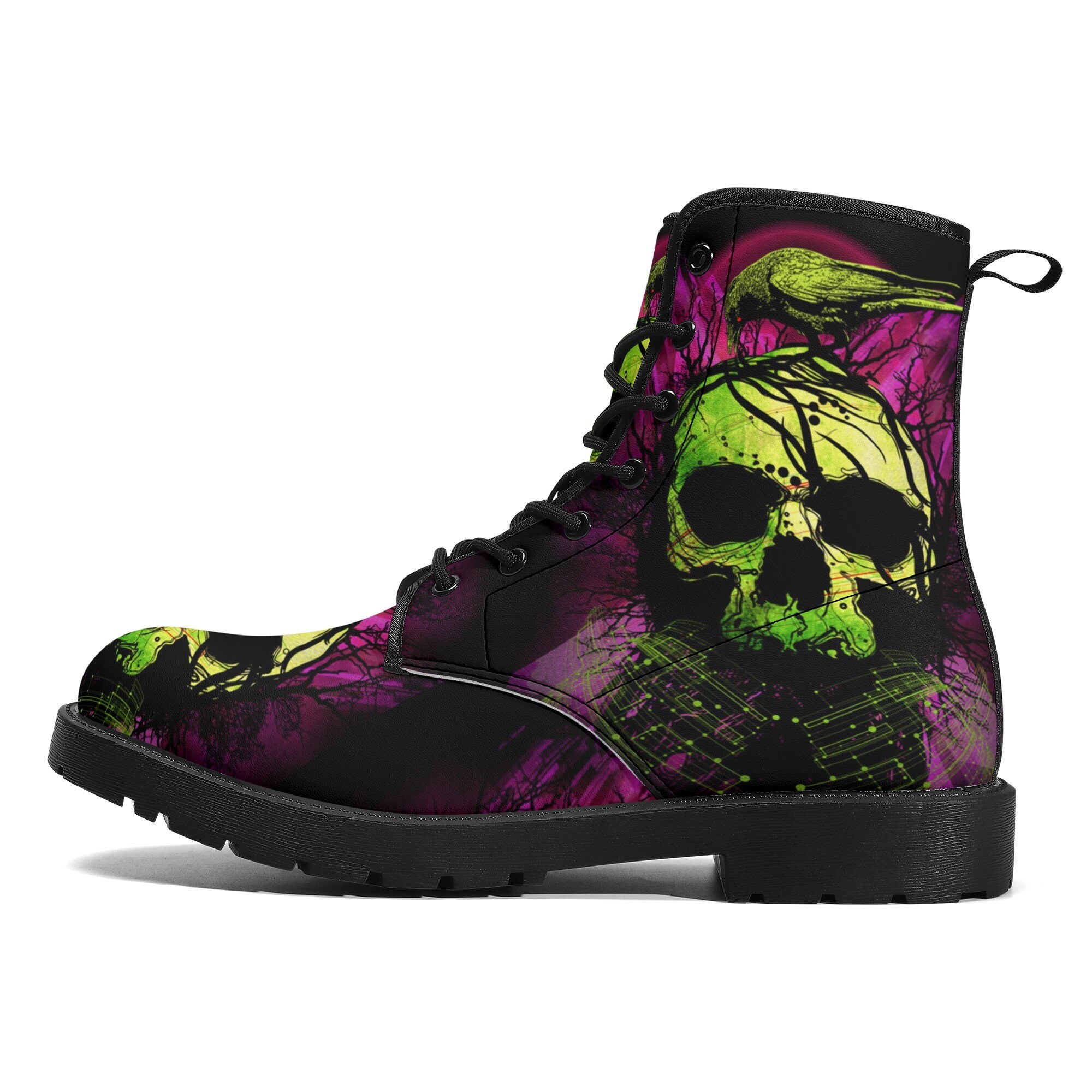 Green Skull Grim Reaper Boots for Men Women, Halloween Skull Gothic ...