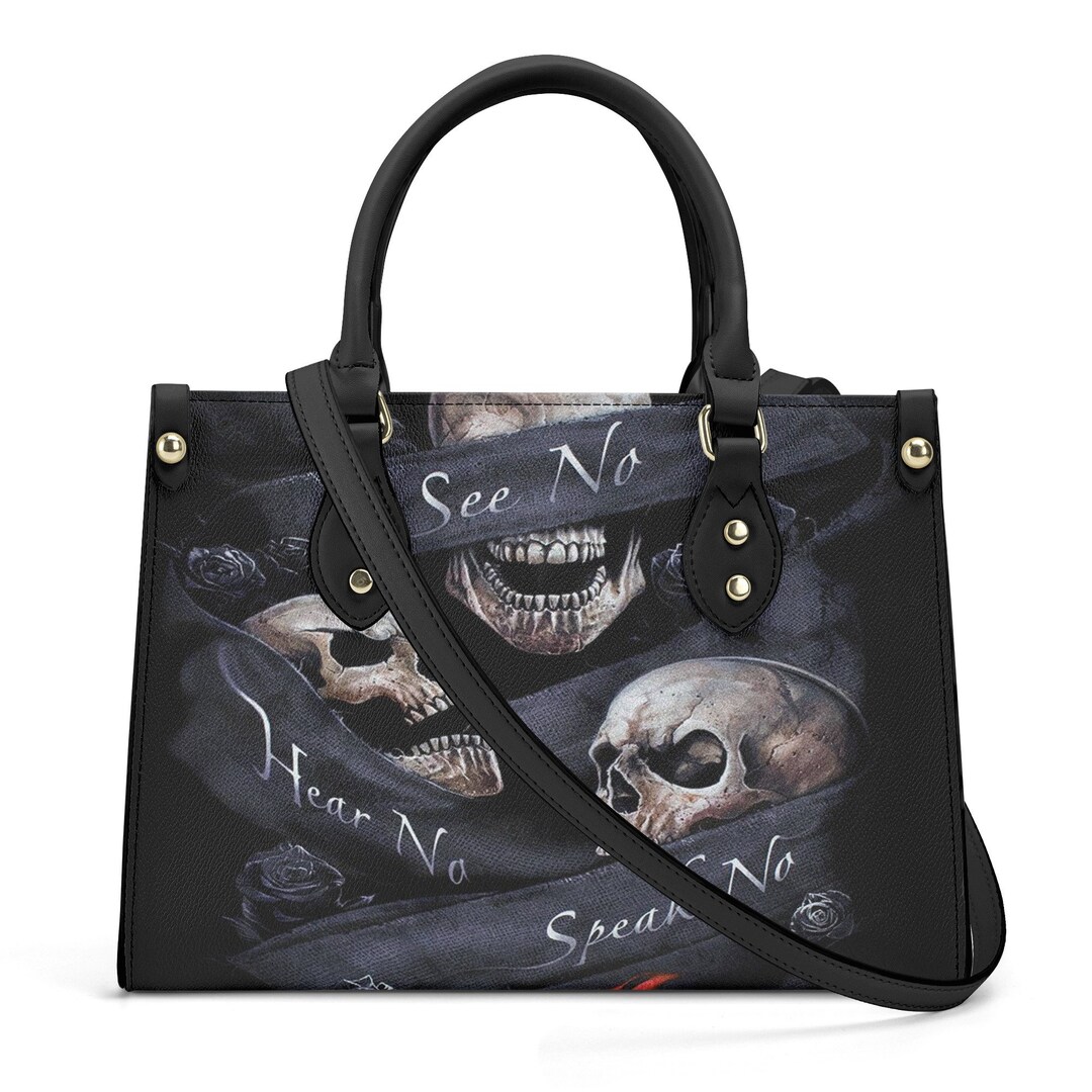 Punisher Skull Handbag With Strap, Hooded Skull Handmade Bag, No See No ...