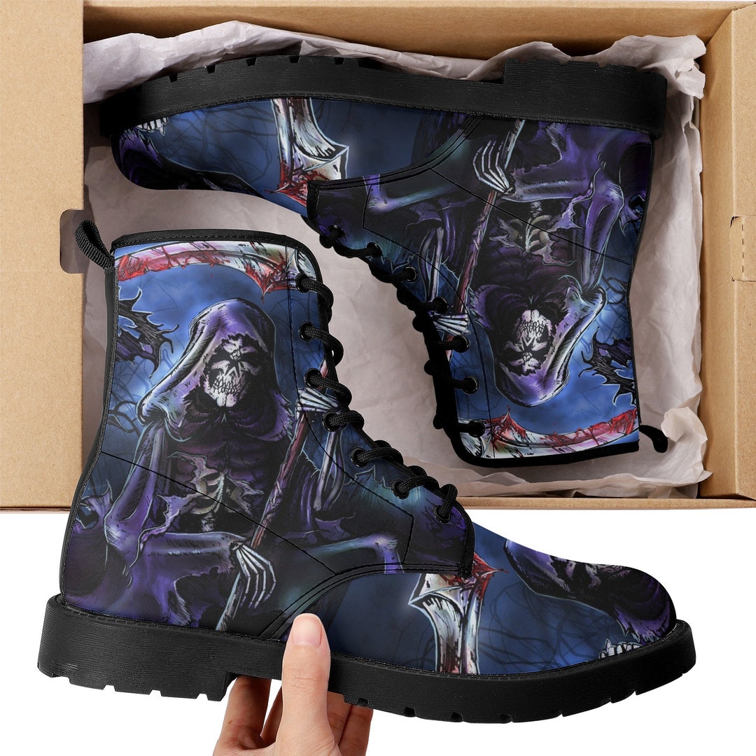 Skull Reaper Boots for Men Women, Gothic Boots for Biker, Skeleton ...