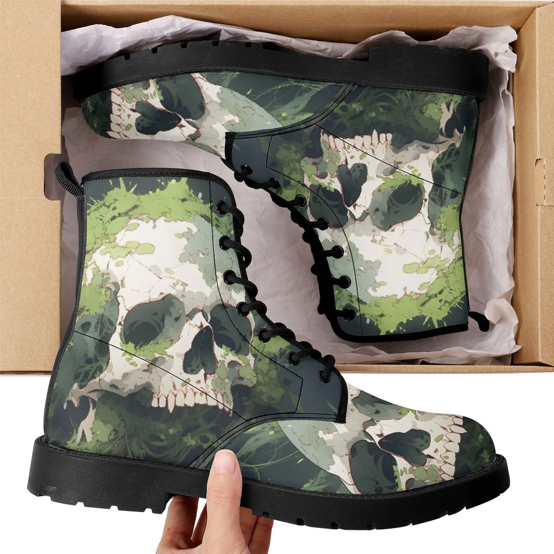 Halloween Waterproof Lace up Anti-slip Platform Nooties, Death Skull ...