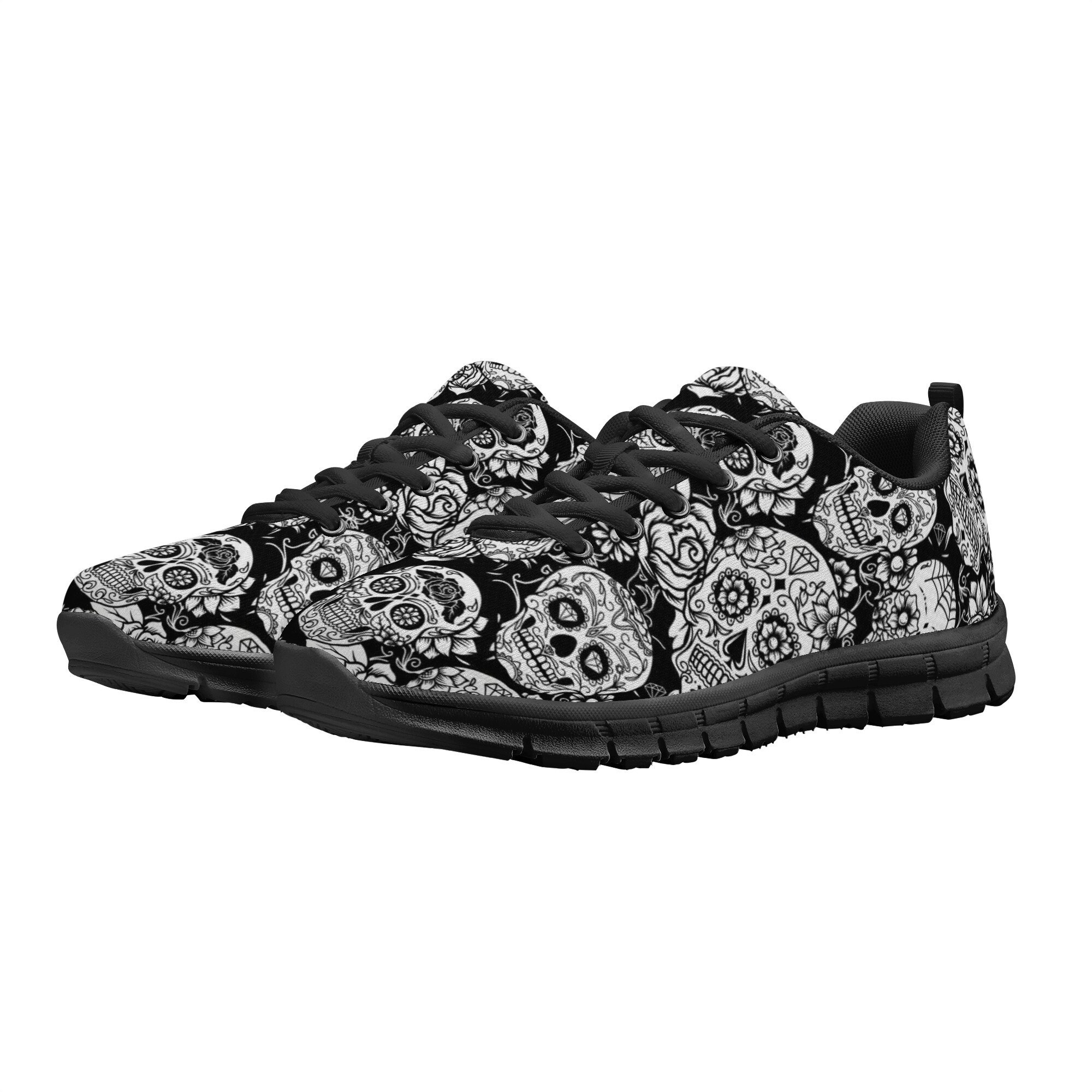 Sugar Skull Sneakers Shoes, Candy Skull Running Shoes, Day of the Dead ...
