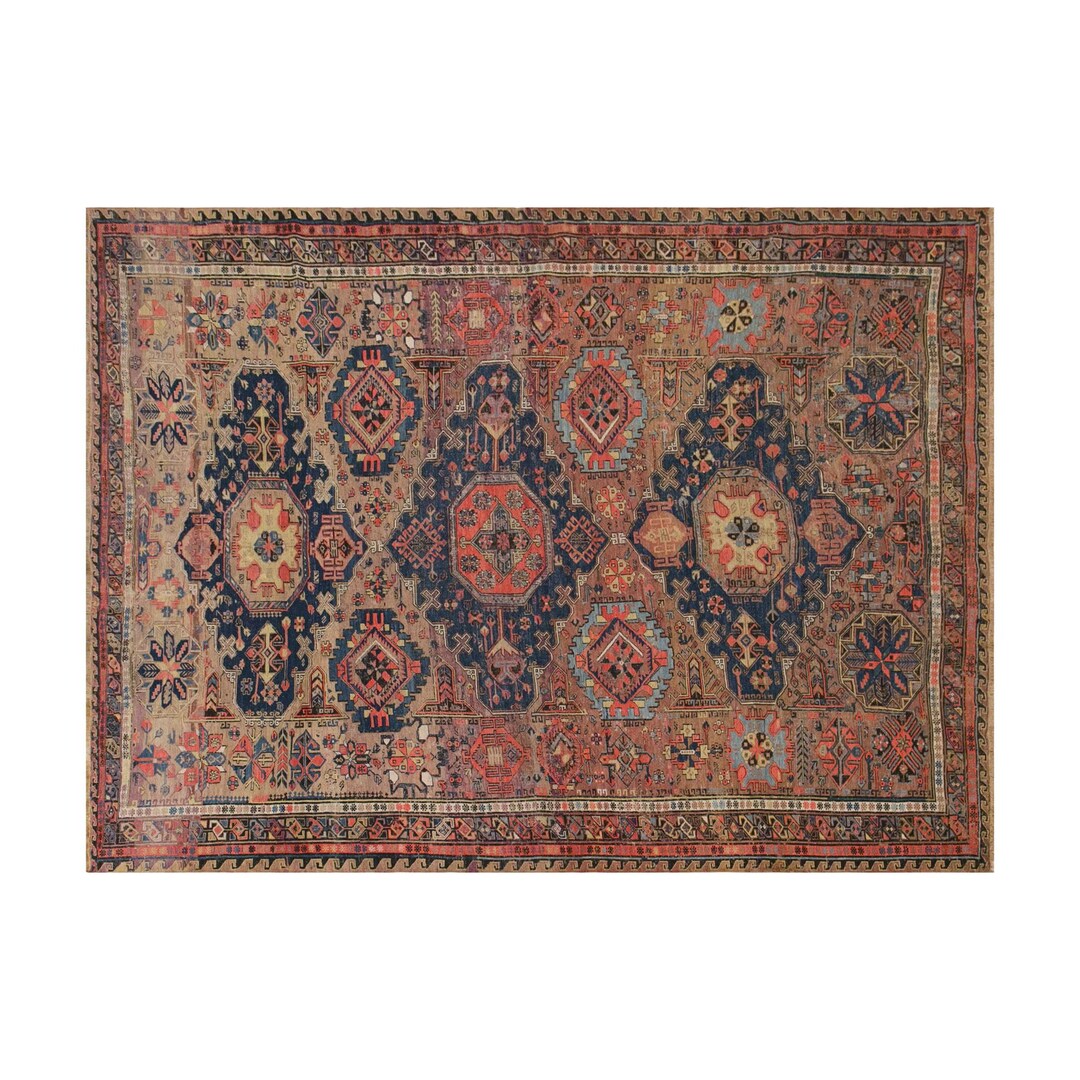 100 Year Old Caucasian Soumak Rug 218x266 Cm | 7.2x8.7 Ft Turkish Kilim ...
