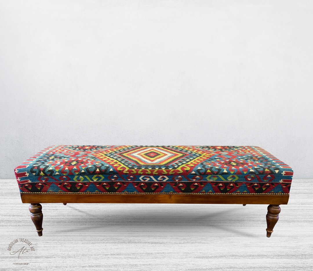 Furniture,kilim Covered Bench,living Room Furniture,ottoman Bench ...