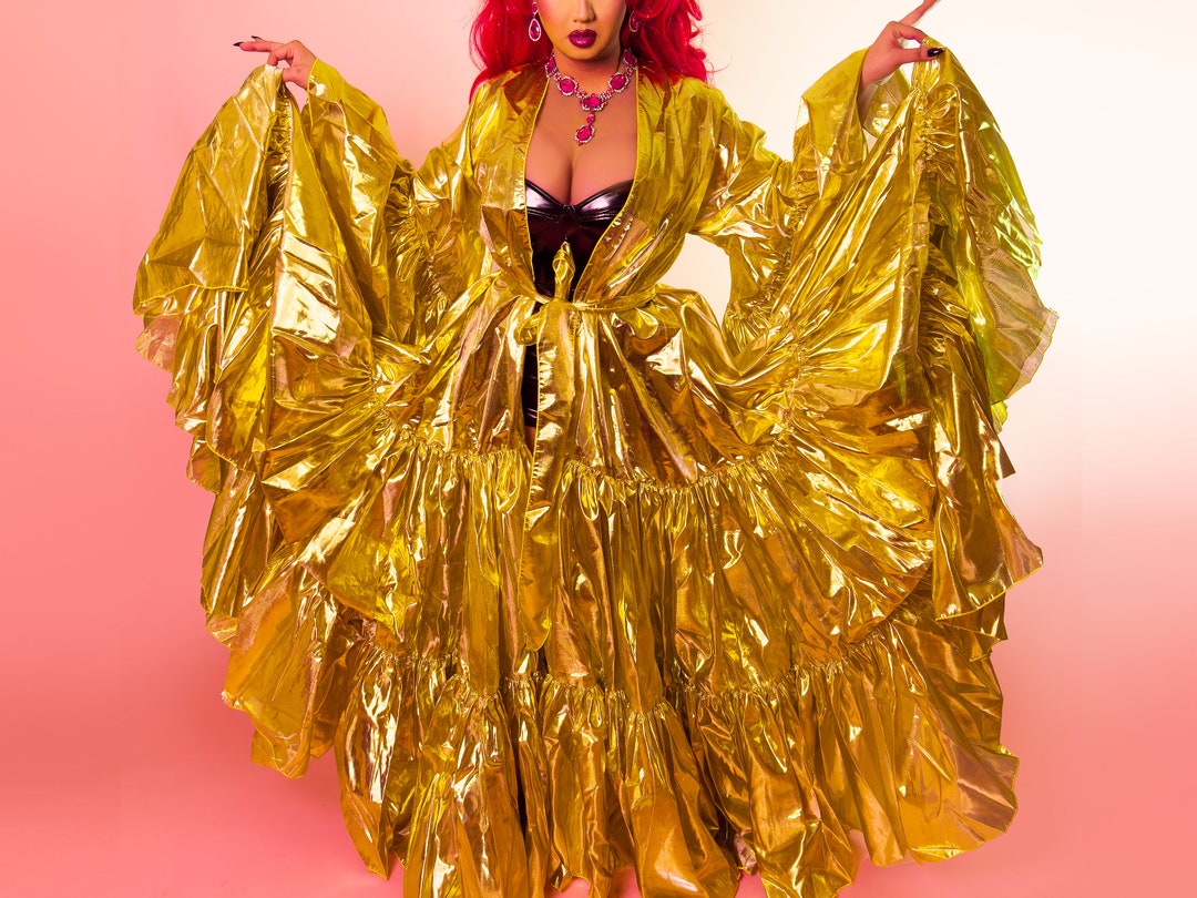 LIQUID GOLD Gold Lamé Drag Queen Coat - Etsy