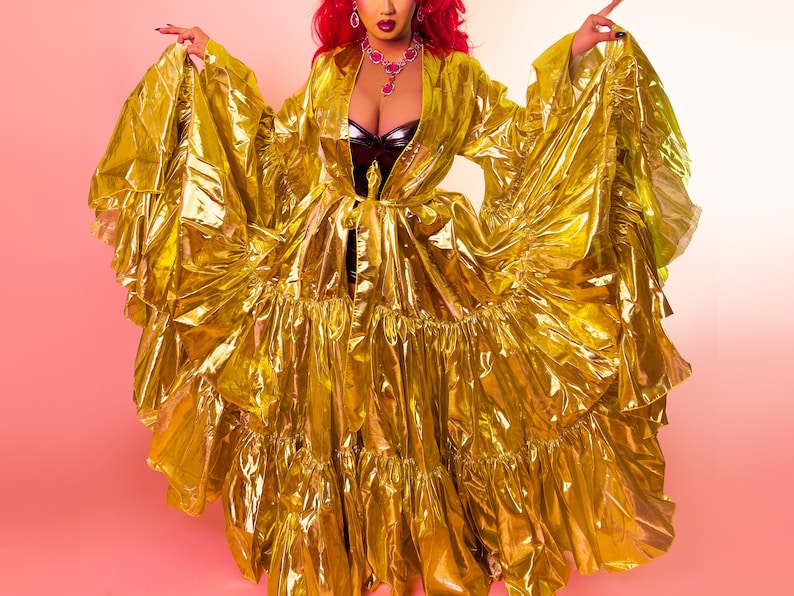 LIQUID GOLD | Gold Lamé Drag Queen Coat - Etsy