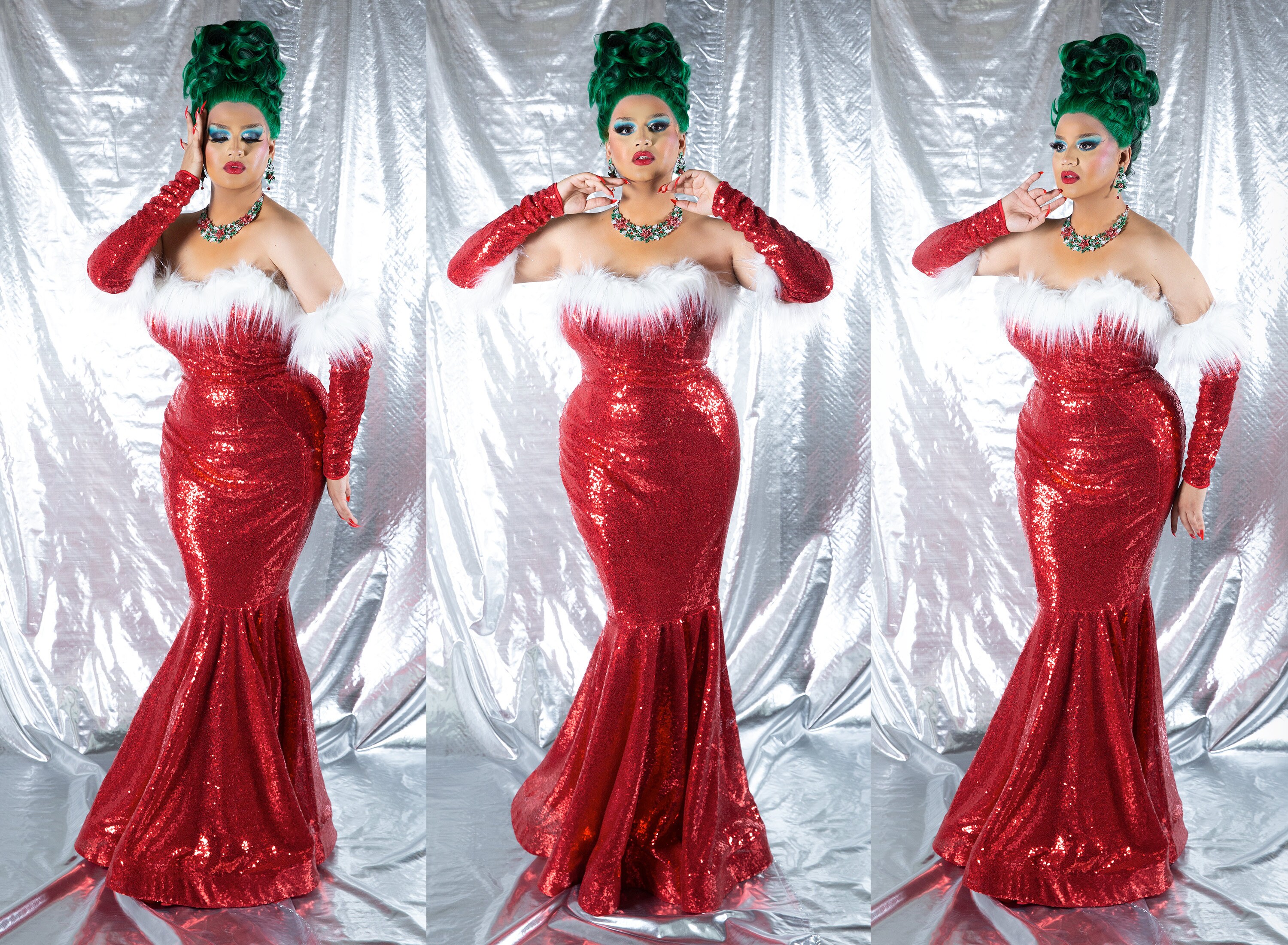 Drag Queen Christmas Sequined Mermaid Gown Santa Baby - Etsy