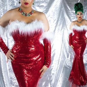 Drag Queen Christmas Sequined Mermaid Gown Santa Baby - Etsy Canada