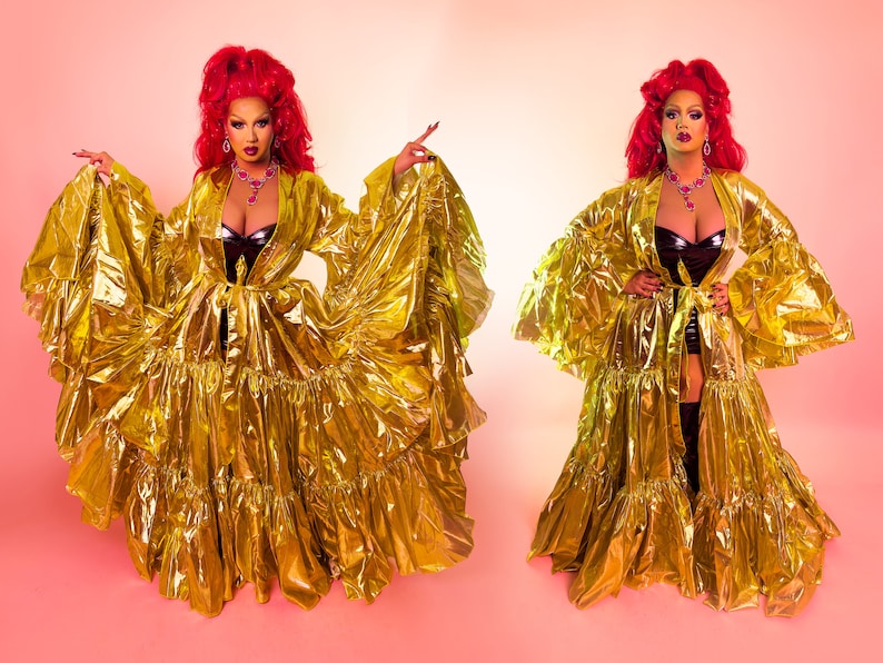 LIQUID GOLD | Gold Lamé Drag Queen Coat - Etsy