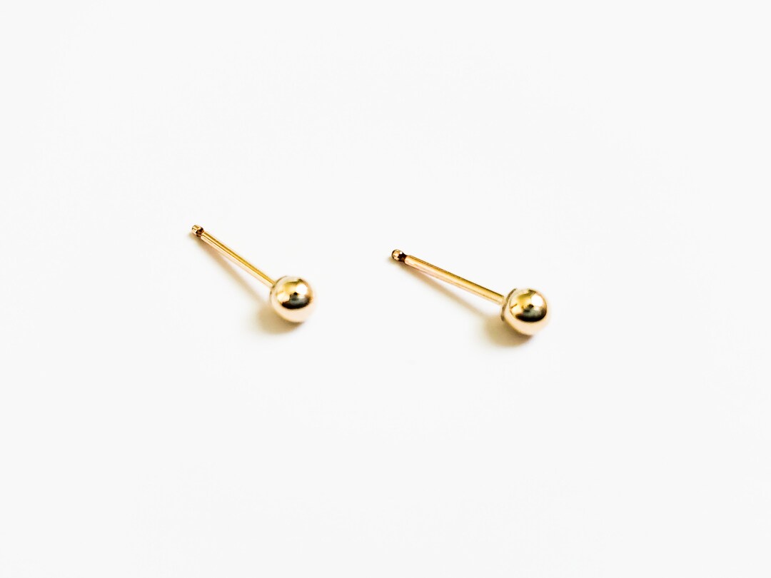 Simple Gold Studs, 14k Gold Filled Studs, Ball Posts, Minimalist Stud ...