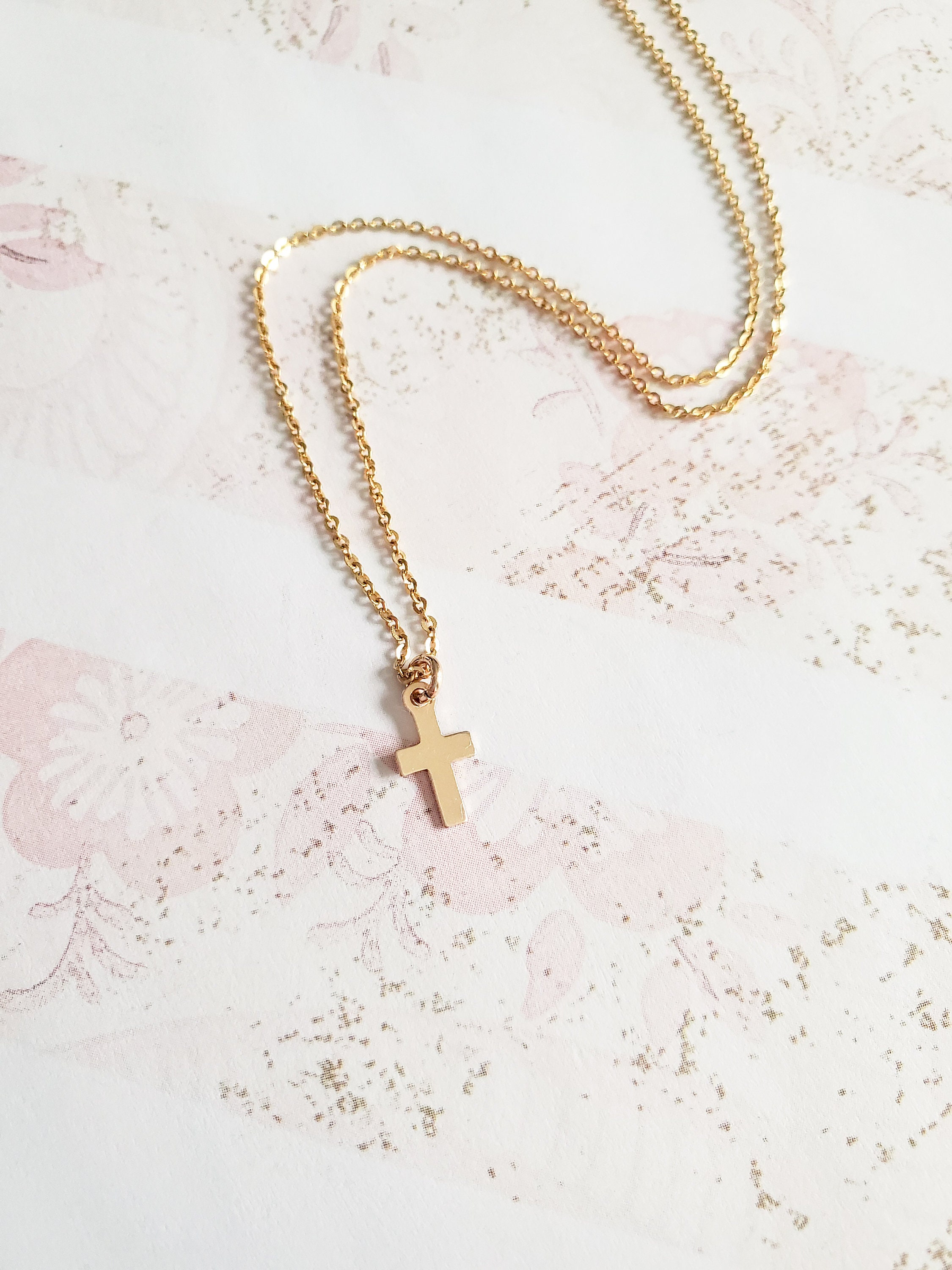 Dainty Cross Necklace - 14K Gold Filled - Custom Necklace ...