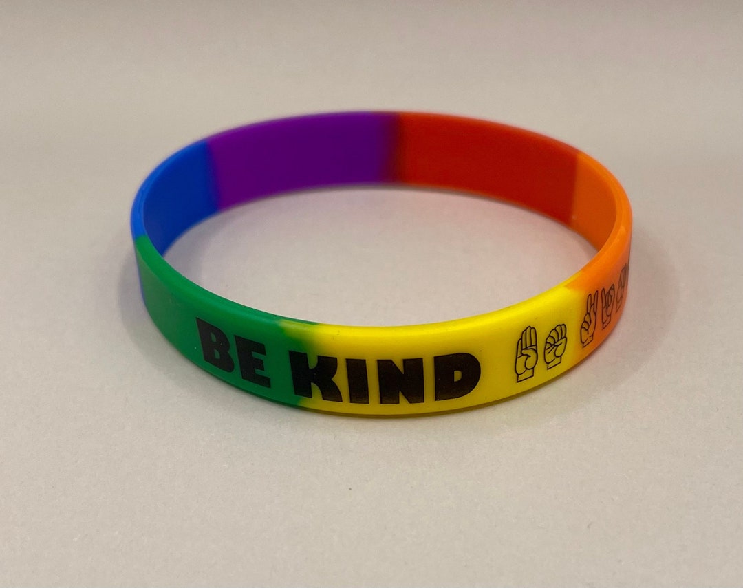 Be Kind Wristbands, LGBTQ Rainbow Sign Language Wristband Single and ...