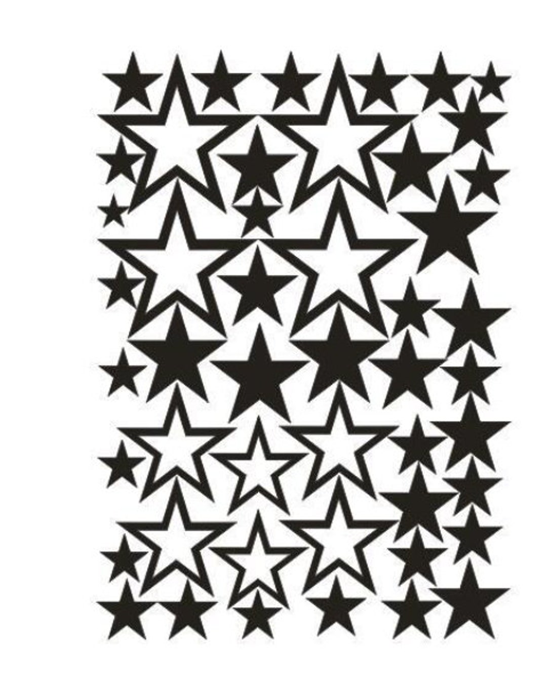 Star Wall Sticker 48 Piece Mixed Sizes Set, Wall Decal, Home Décor ...