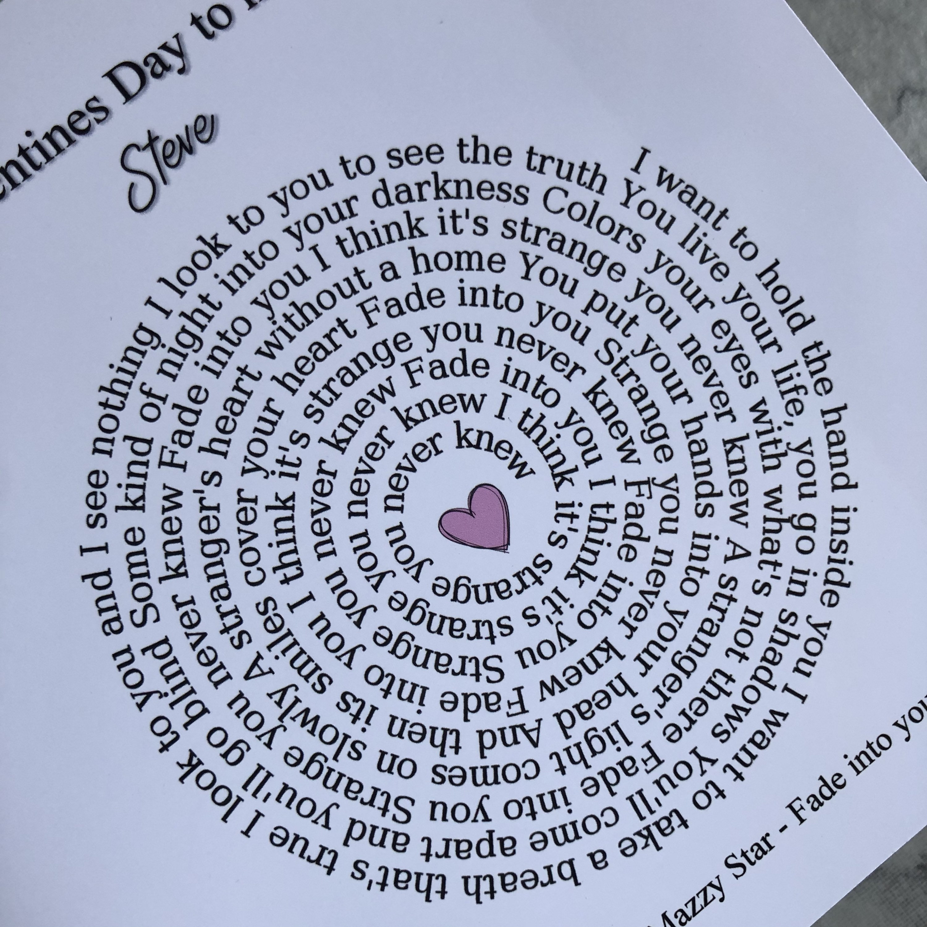 SONG LYRICS SPIRAL Card / Personalised / Wedding Day / Love / Valentine ...