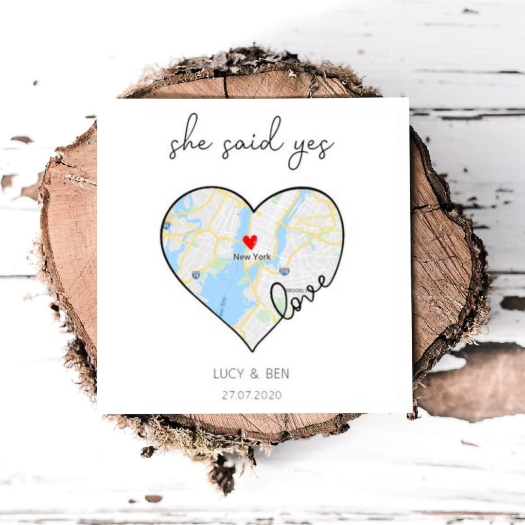 ENGAGEMENT MAP Card - Map Design / Valentines / Wedding / Special Place ...