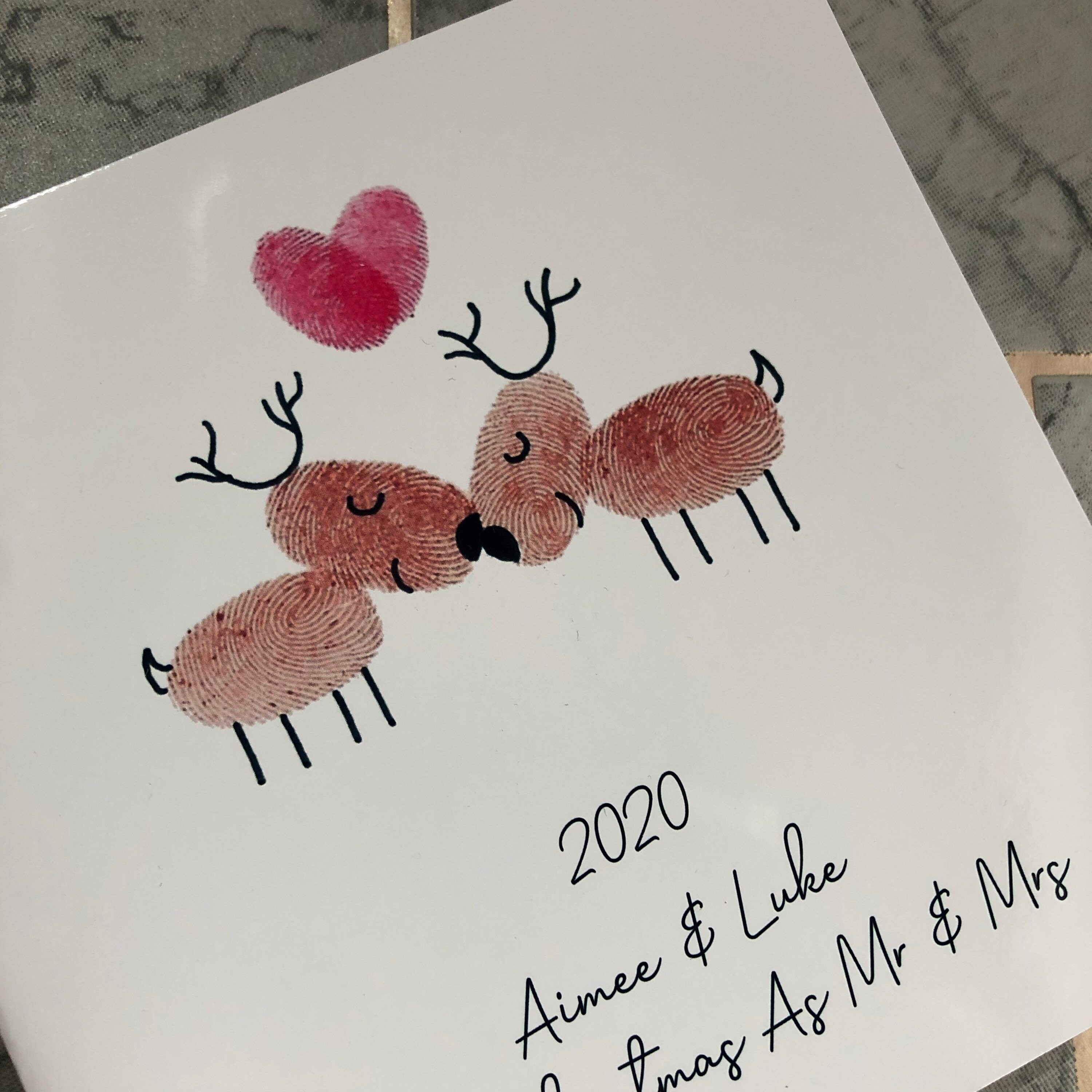 FINGERPRINT REINDEER CHRISTMAS Cards Personalised / | Etsy