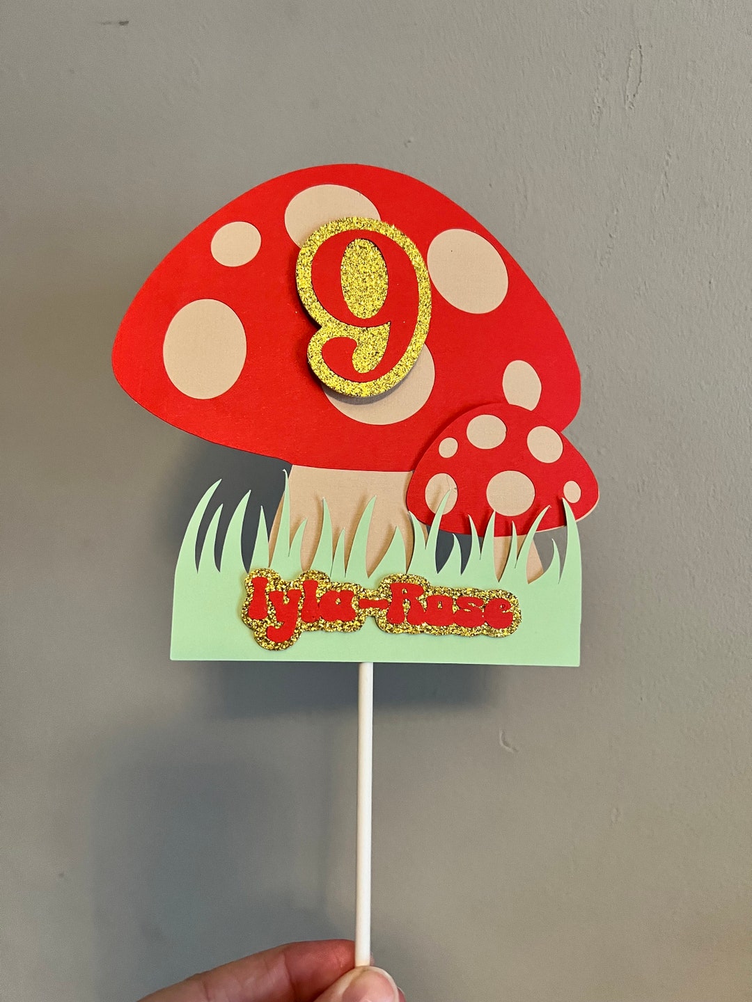 MUSHROOM CAKE TOPPER Toadstool / Birthday / Personalised / Name / Age ...