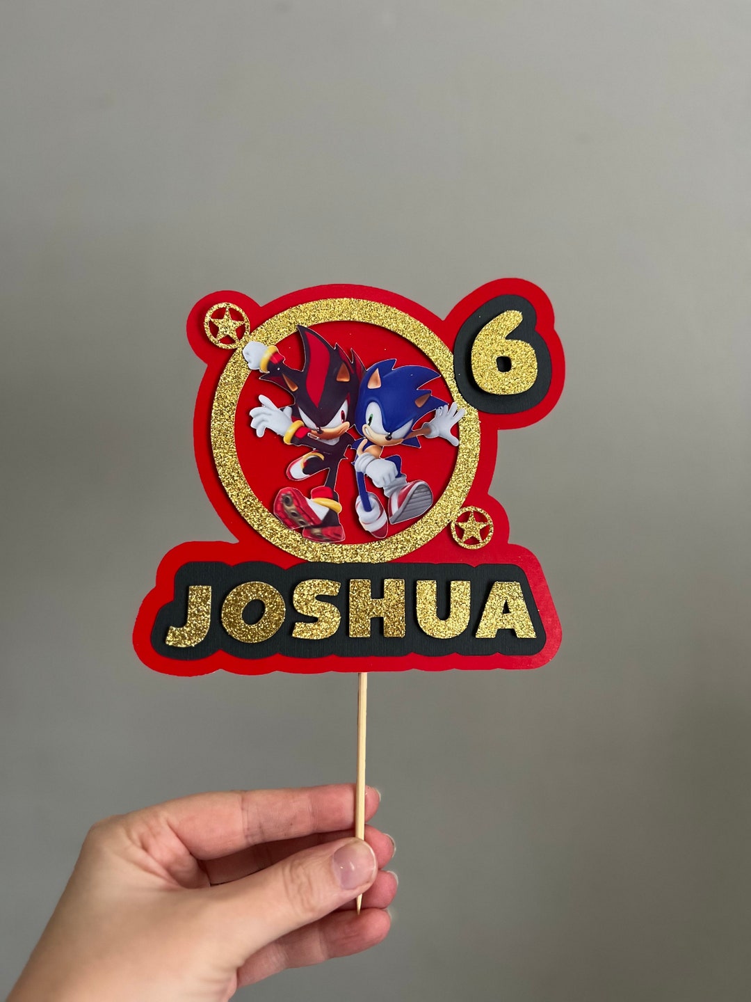 SONIC CAKE TOPPER - Sonic and Shadow / Birthday / Personalised / Name ...