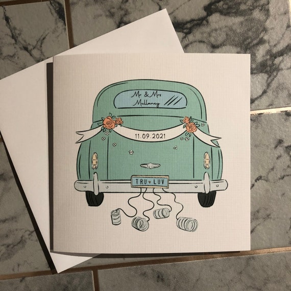 WEDDING CAR GREEN Card / Personalised / on Your Wedding Day / - Etsy UK