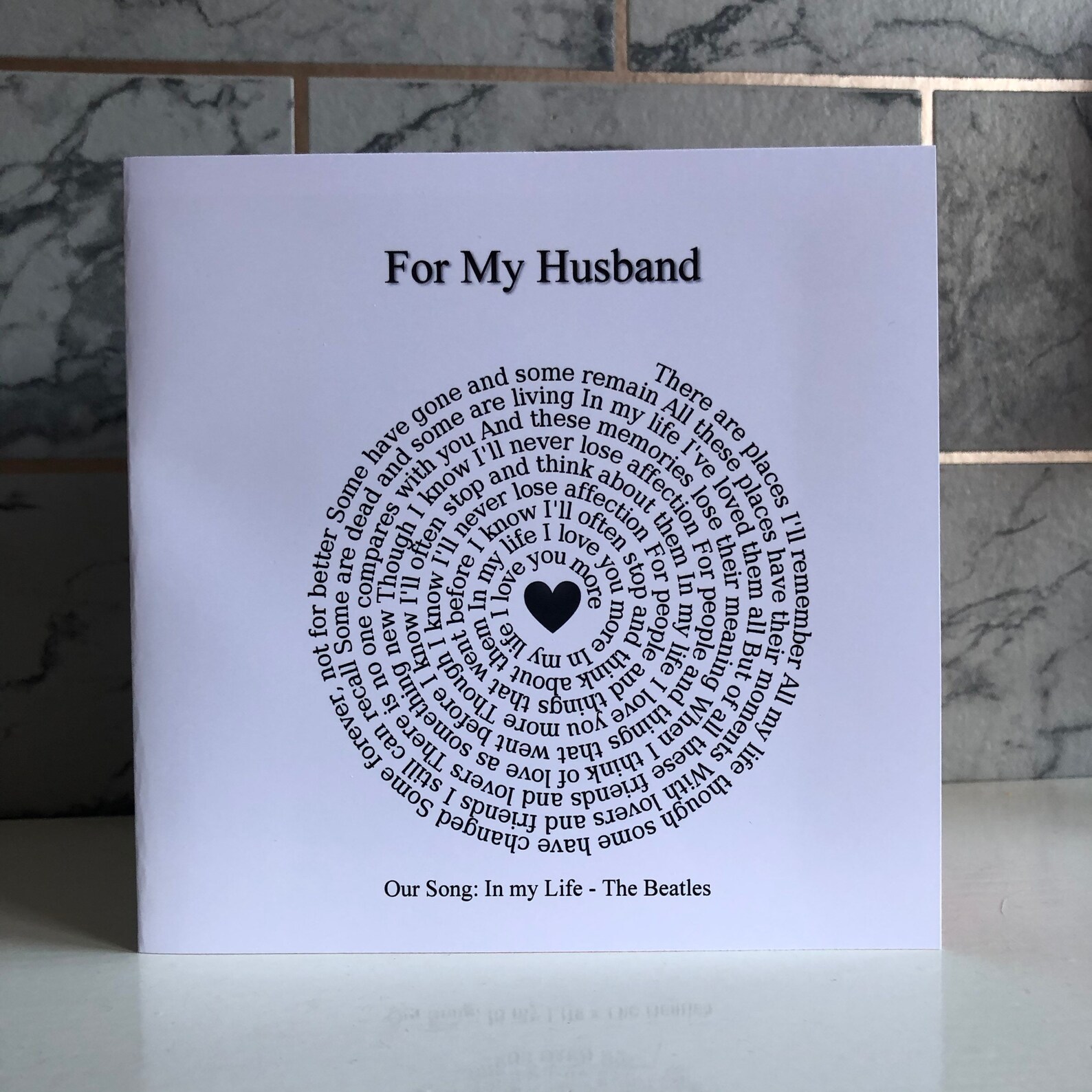 SONG LYRICS SPIRAL Card / Personalised / Wedding Day / Love / Valentine ...