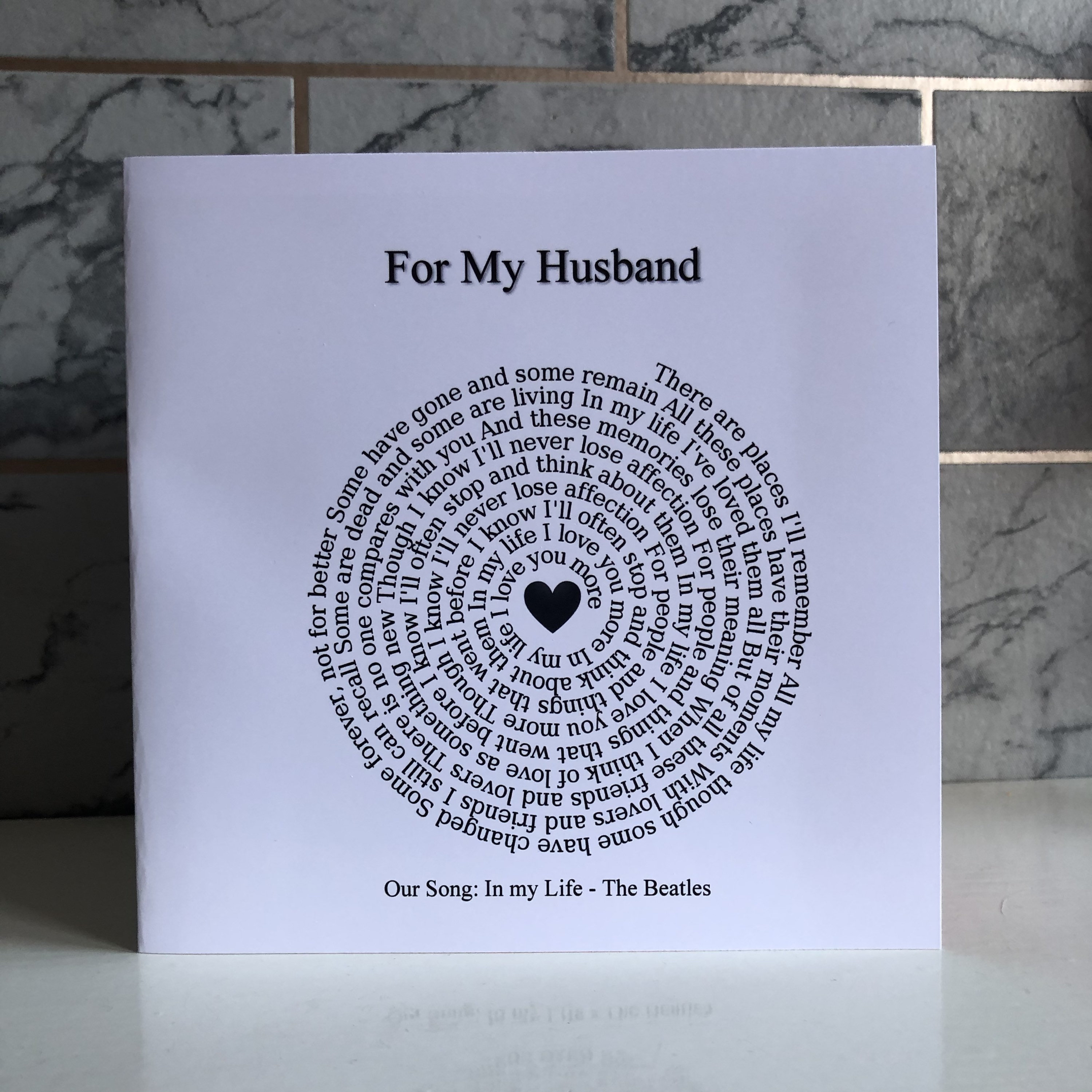 SONG LYRICS SPIRAL Card / Personalised / Wedding Day / Love / Valentine ...