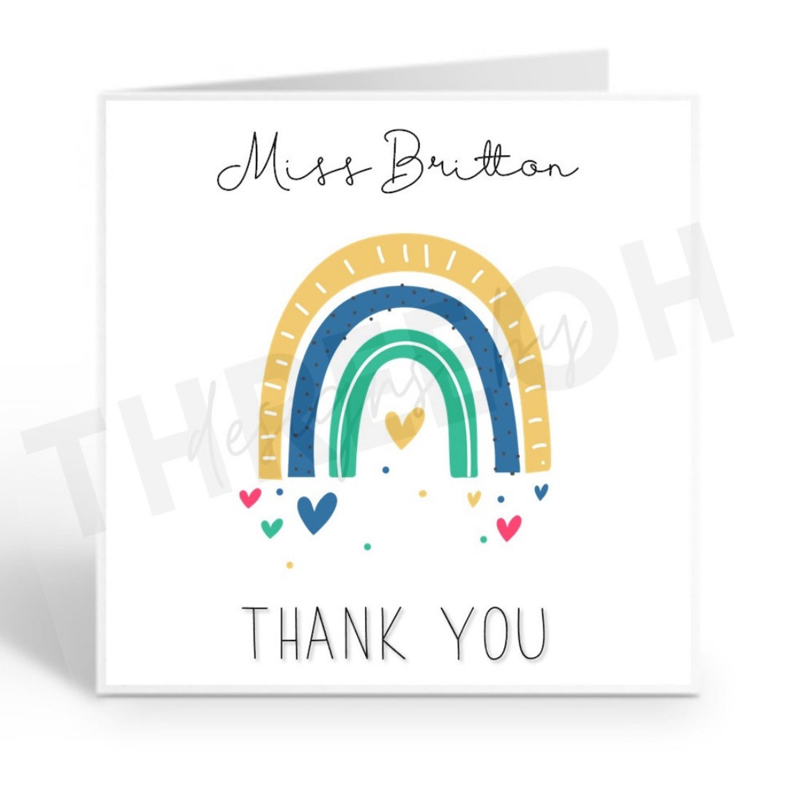 RAINBOW TEACHER card / teacher / thank you / school / | Etsy