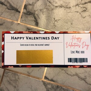 VALENTINES DAY VOUCHERS / Valentines Tickets / Valentines Gift ...