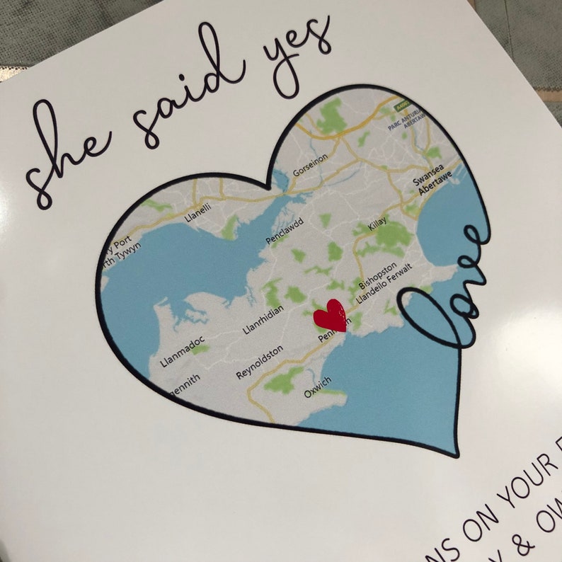 ENGAGEMENT MAP Card Map Design / Valentines / Wedding / | Etsy UK