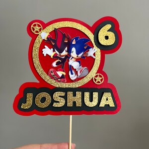 SONIC CAKE TOPPER - Sonic and Shadow / Birthday / Personalised / Name ...