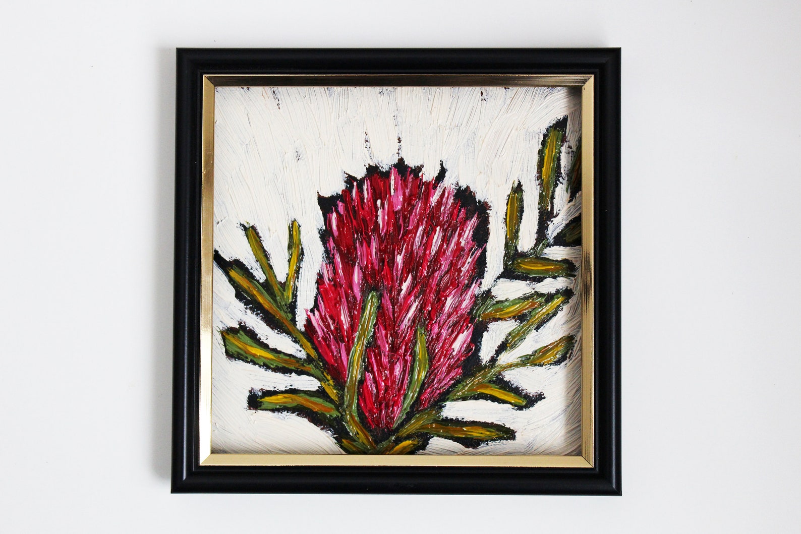 Australian Red Banksia Native Flower Oil Painting 6x6 - Etsy