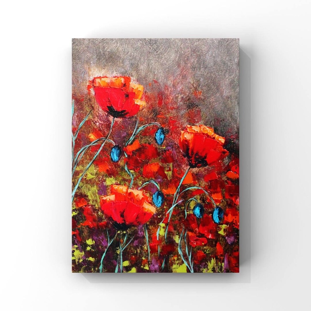 Poppy Painting Red Poppies Art Poppy Flower Original Artwork Floral Oil ...