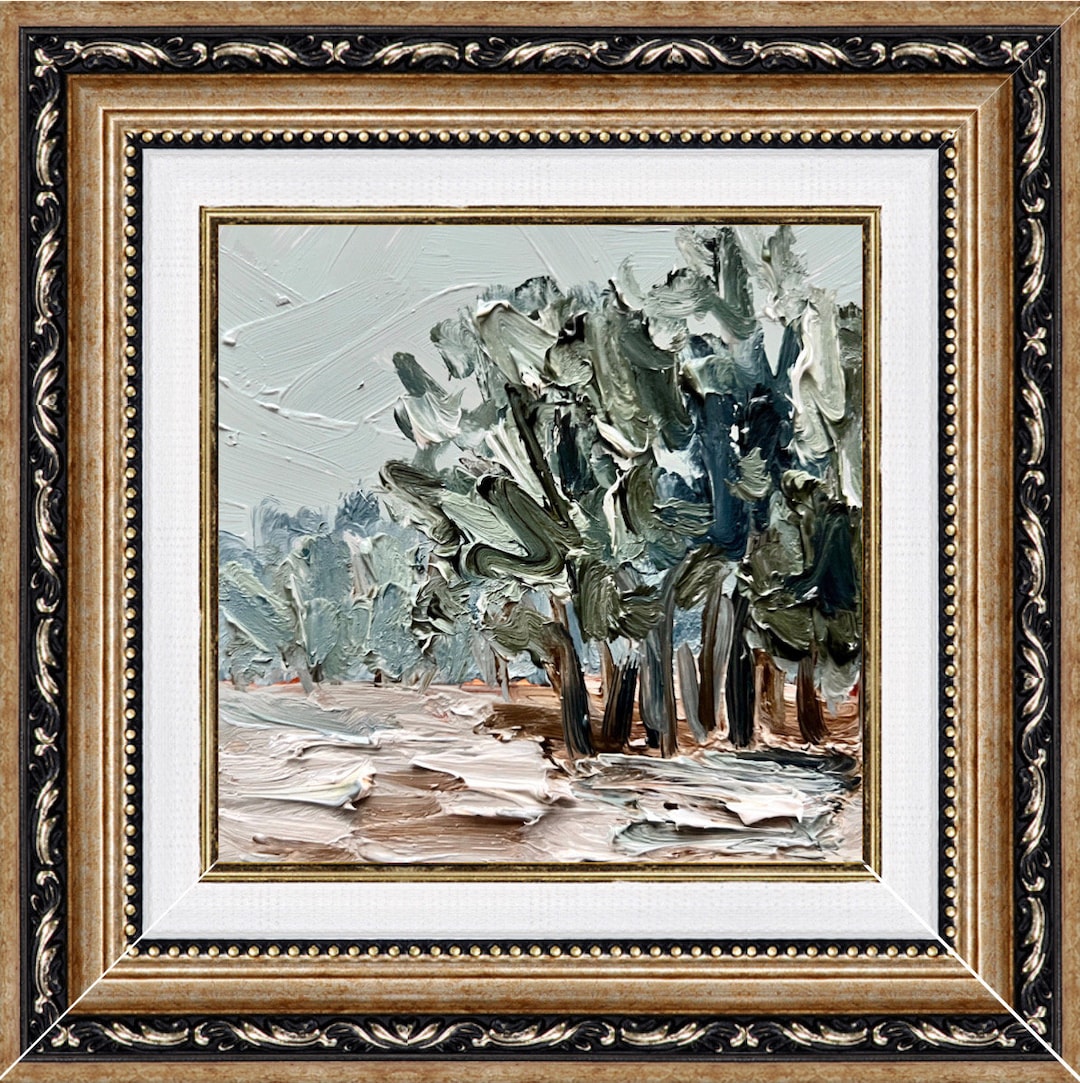 Moody Winter Landscape Framed Oil Painting Impressionist - Etsy