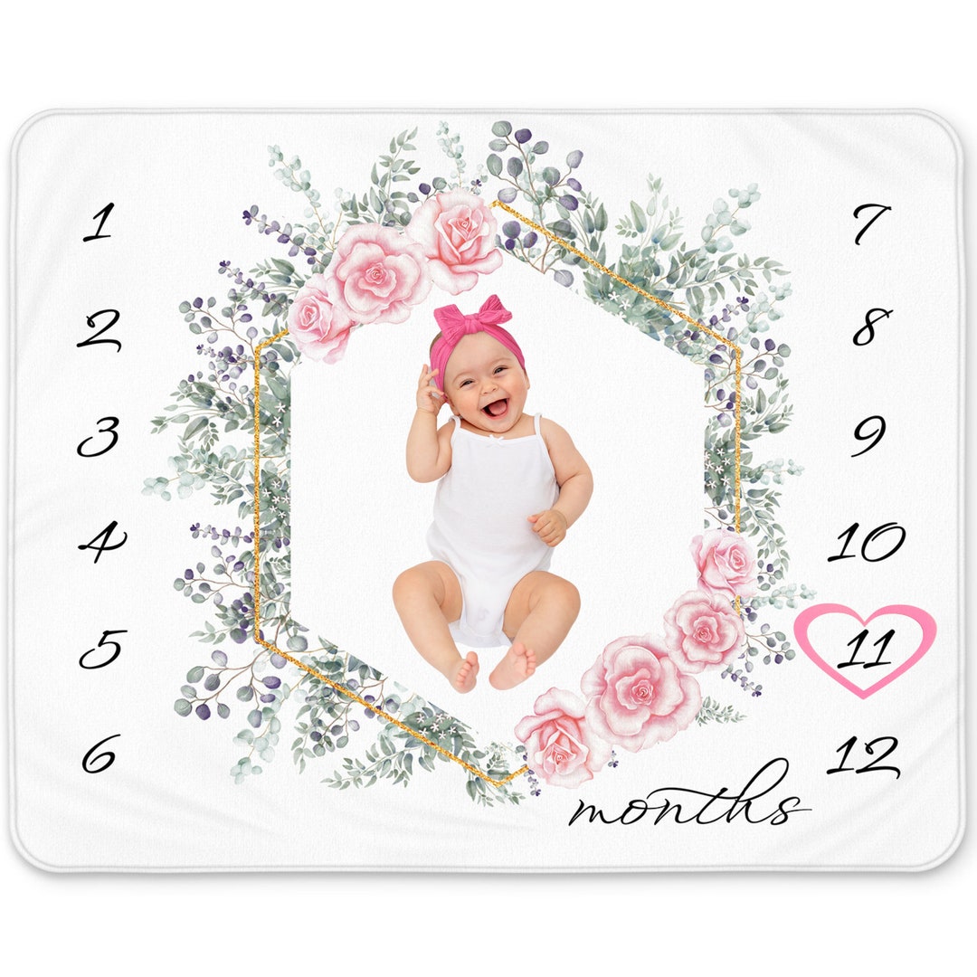 Baby Monthly Milestone Blanket Floral, Baby Milestone Blanket for Baby ...