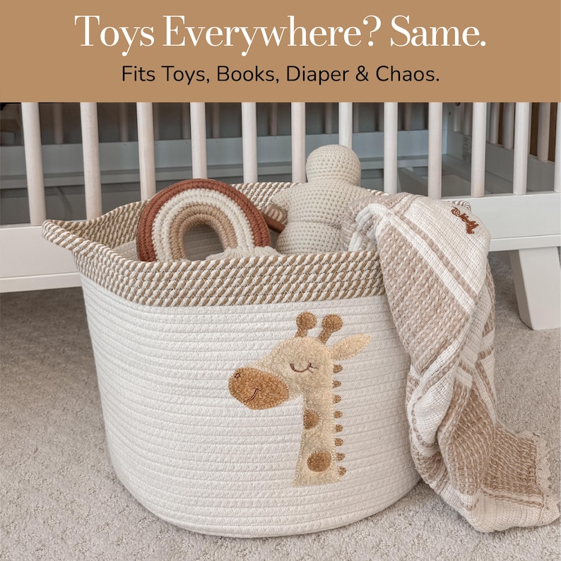 Giraffe Nursery Storage Basket: Large Cotton Rope Toy Organizer - Etsy
