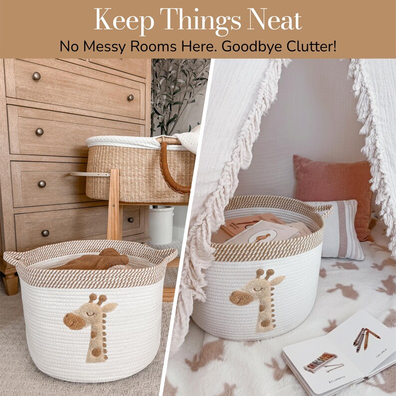 Giraffe Nursery Storage Basket: Large Cotton Rope Toy Organizer - Etsy