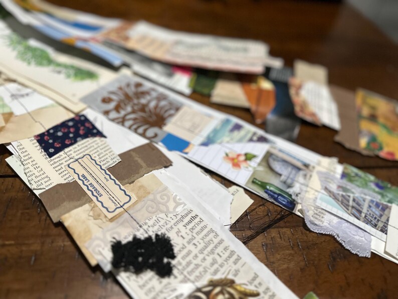 Stitched Scappy Snippets, Junk Journal, Ephemera, Page Trim, Paper Tabs ...