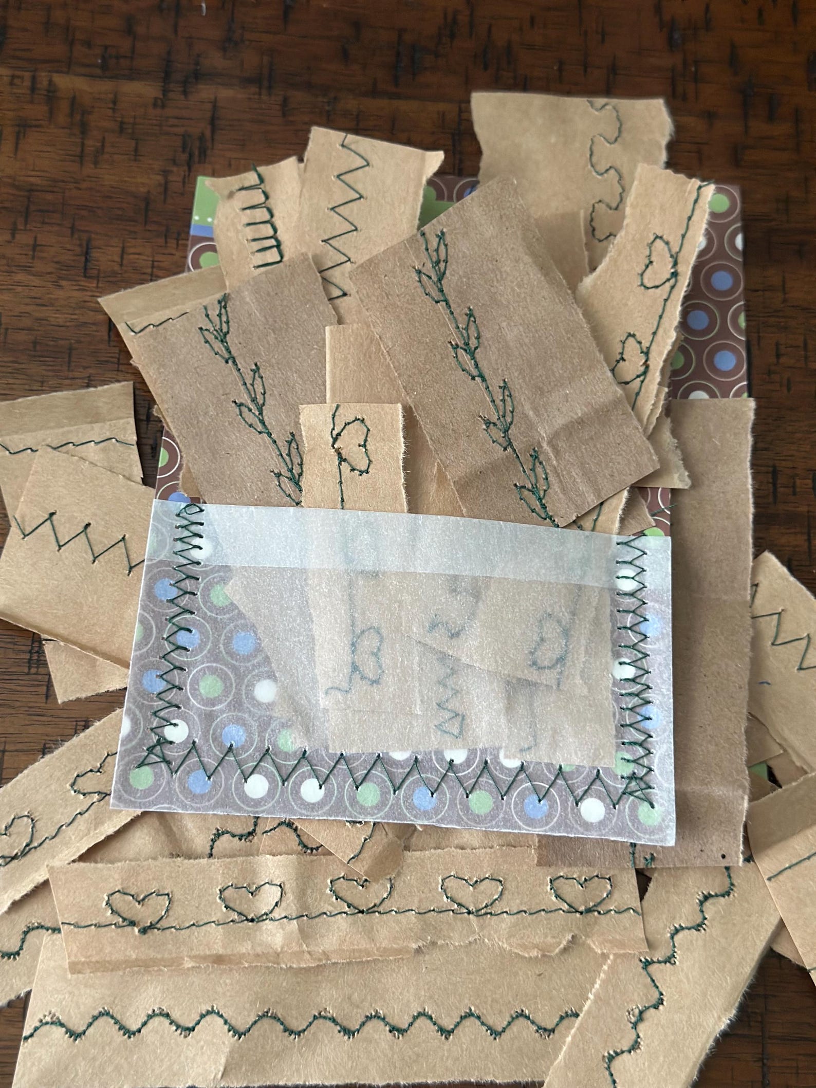 Stitched Paper, Green Snippets, Trim Paper, Snippets, Ephemera Pack ...