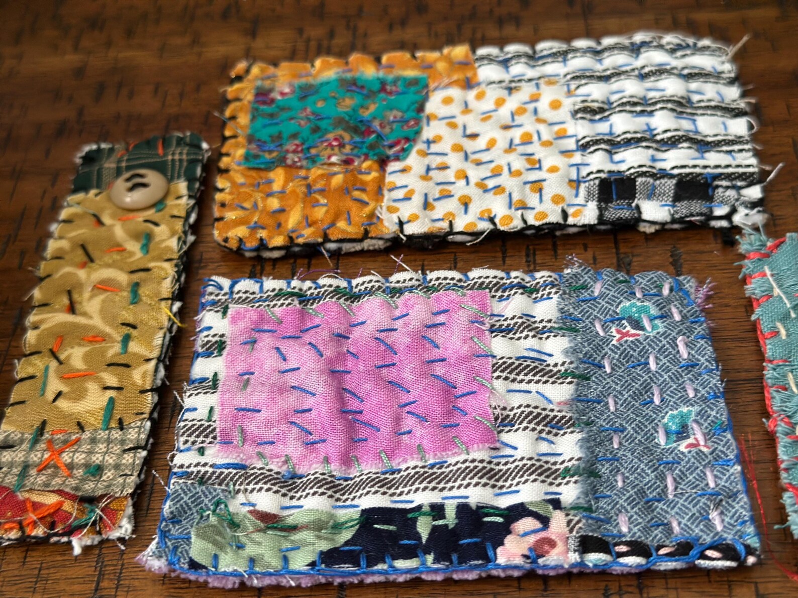 4 Slow Stitched Clusters, Fabric Art, Textile Arts, Visible Mending ...