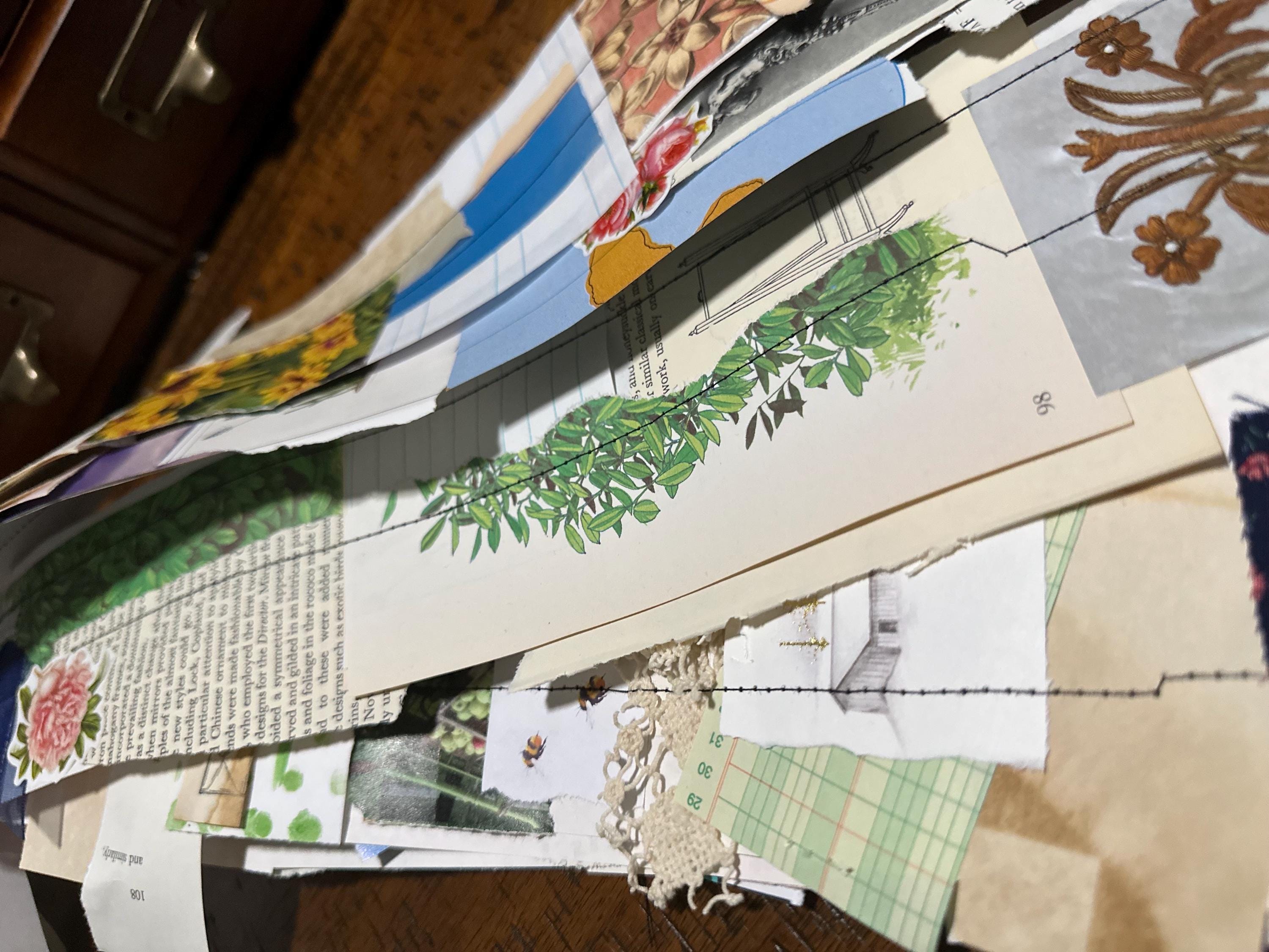 Stitched Scappy Snippets, Junk Journal, Ephemera, Page Trim, Paper Tabs ...