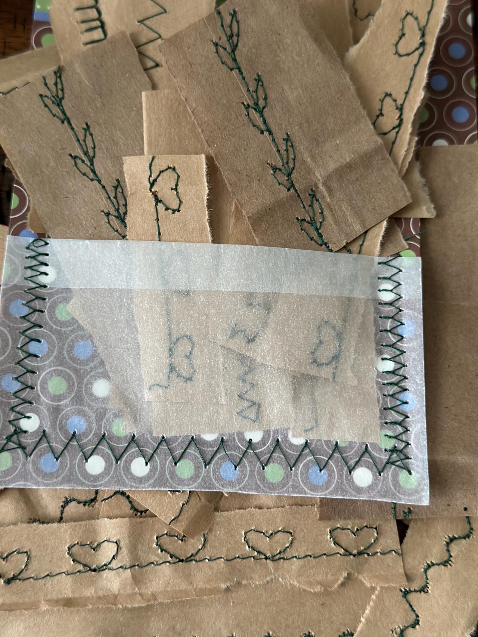Stitched Paper, Green Snippets, Trim Paper, Snippets, Ephemera Pack ...