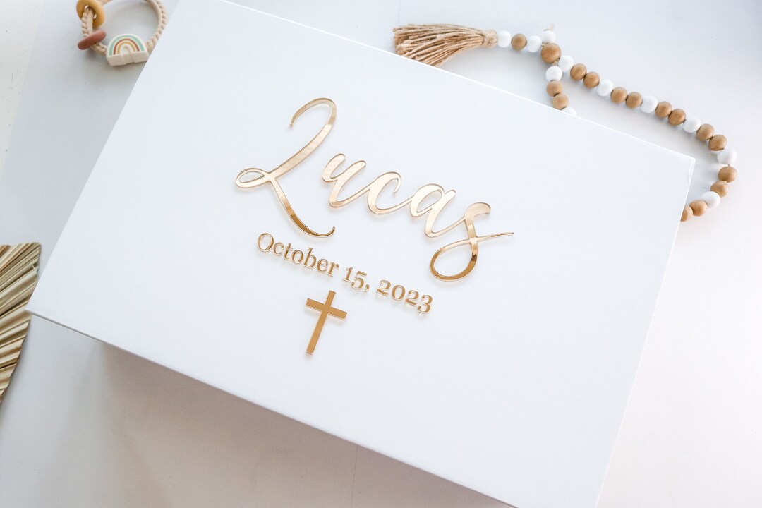 Personalized Large Baptism Magnetic Gift Box | Custom Mi Bautizo ...