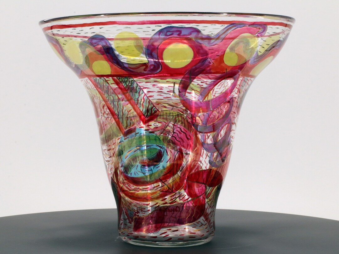 1992 Corradetti Glass Studios Hand Painted Art Glass Vase - Etsy