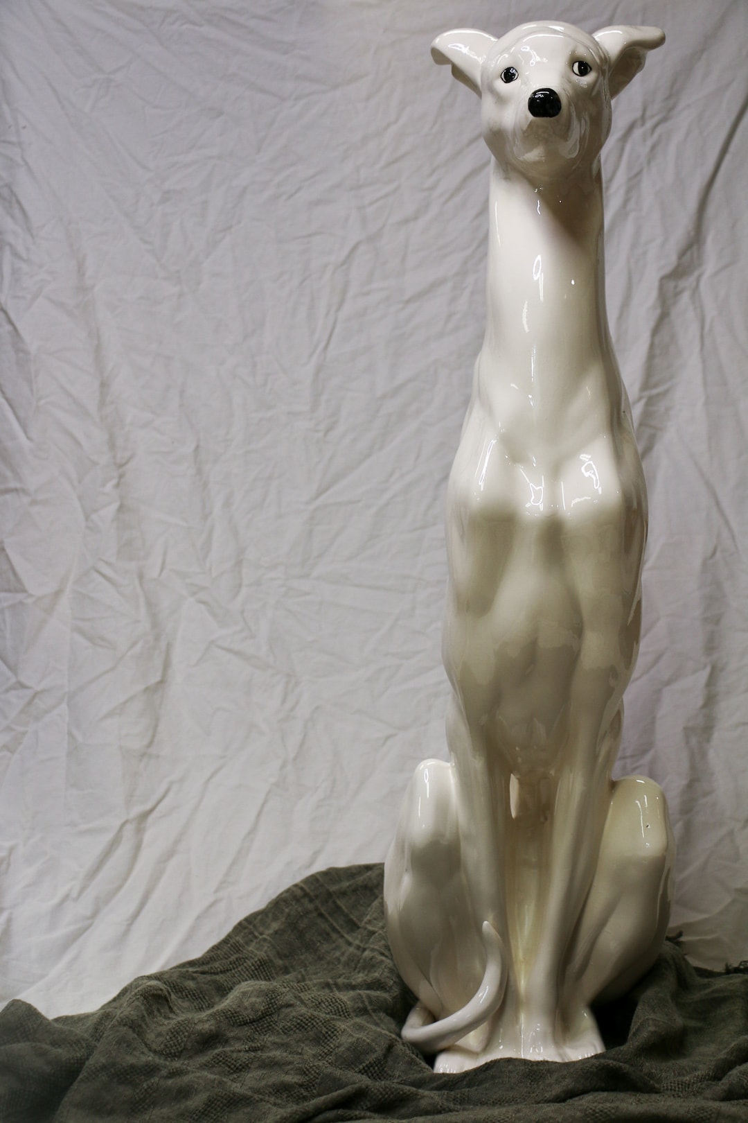 Vintage Italian Ceramic Whippet Greyhound Dog Sculpture - 28" - Etsy